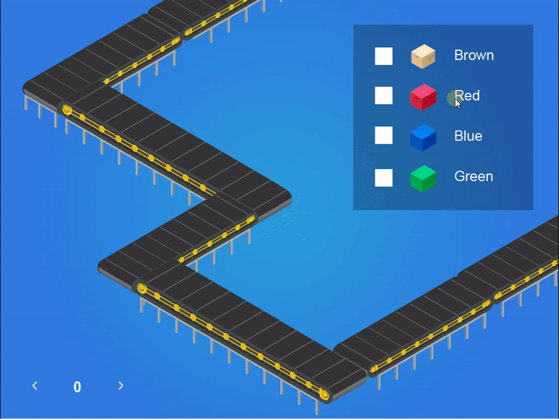 Solution Square : HMI conveyor belt sample with bit parts and word parts