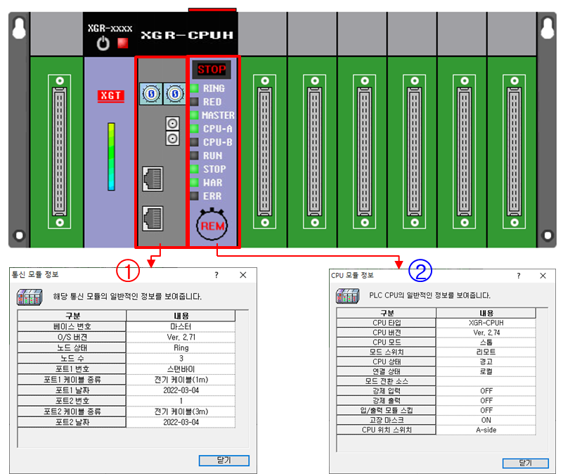 Solution Square : XGR(이중화) 하드웨어 구성 및 CPU OS 확인 방법