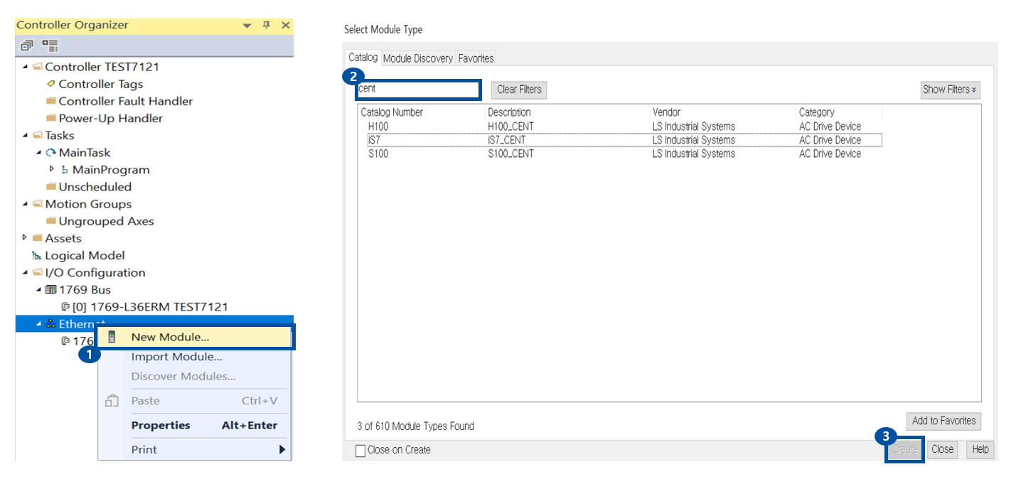 Solution Square : AB PLC와 IS7 ETHERNET/IP 주기통신 설정 방법