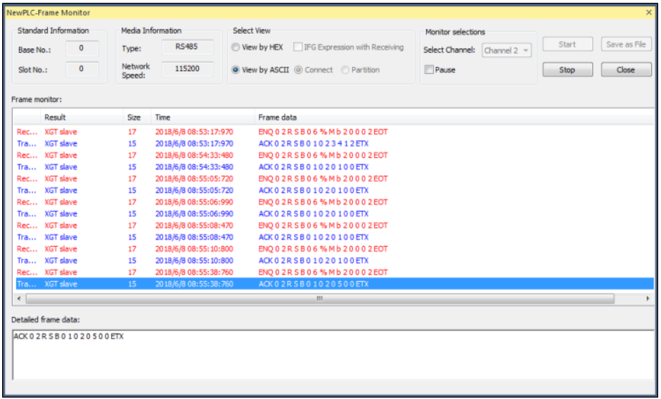 Solution Square : XGT protocol communication using HMI script