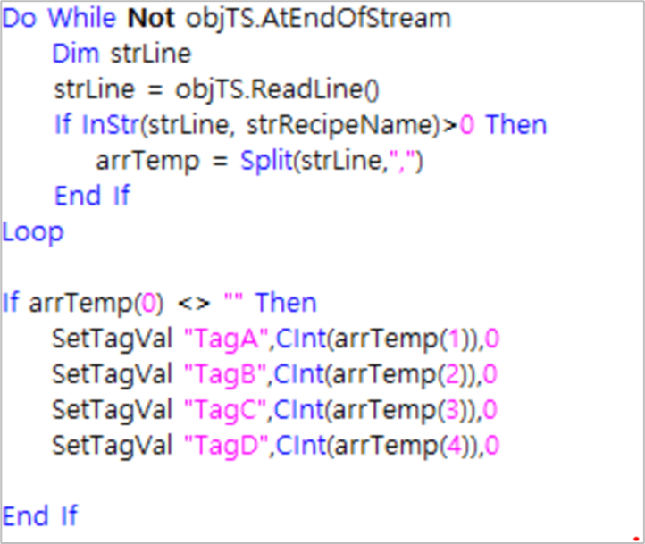 Solution Square : InfoU 레서피 기능을 CSV 파일로 구현하는 예제