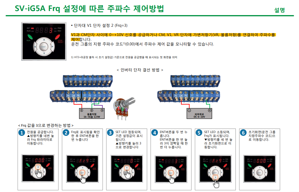Solution Square : iG5A Frq 설정에 따른 주파수 제어방법