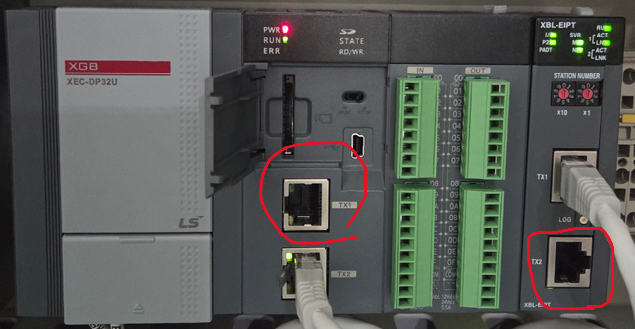 Solution Square : XEC-DP32U와 XBL-EIPT의 이더넷 포트 TX1, TX2 허브(스위치)기능지원여부