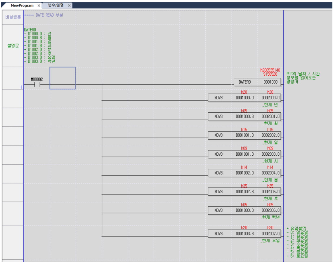 Solution Square : DATERD, DATEWR 명령어를 사용한 시간 정보 읽기/쓰기