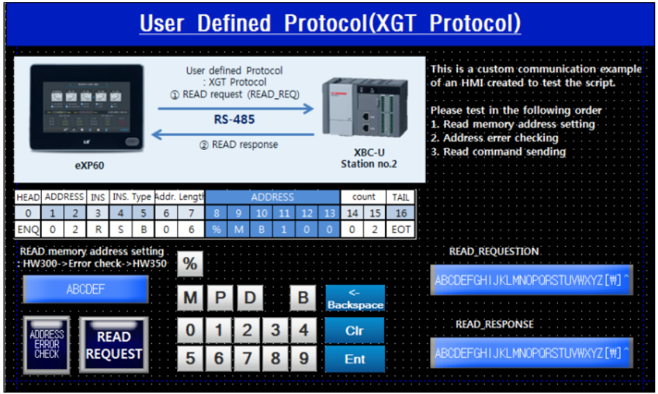 Solution Square : XGT protocol communication using HMI script